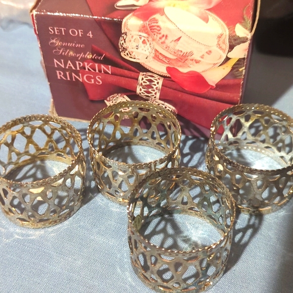 Dining | Set Of 4 Genuine Silver Plated Napkin Rings | Poshmark